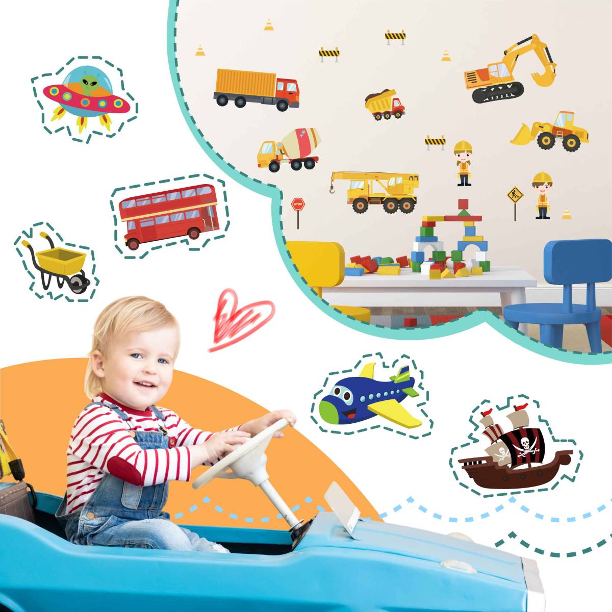 Transport Removable Fabric Wall Stickers