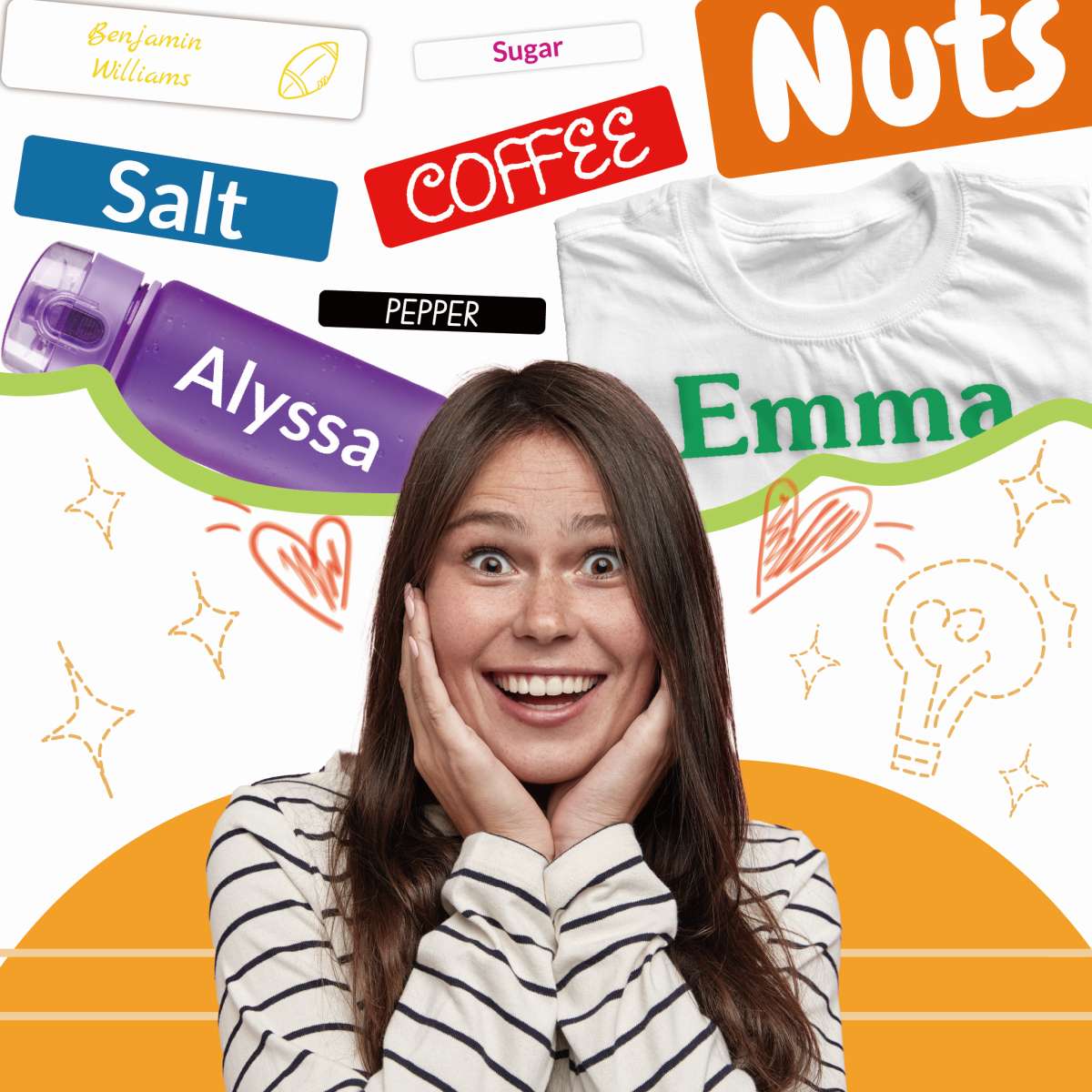 Labels Packs which can enter variable names. Different name on each label.